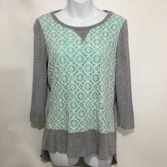 Anthropologie | Tops | Weston Wear Anthropologie Xs Green Ivory Lace ...